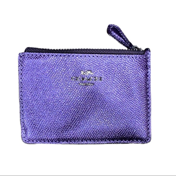 Coach | Bags | Authentic Coach Card Case Purple Wallet | Poshmark
